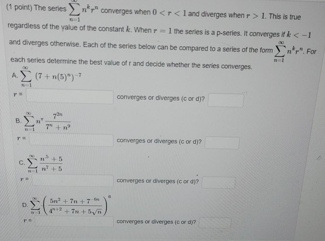 Solved (1 point) For each sequence an find a number k such | Chegg.com