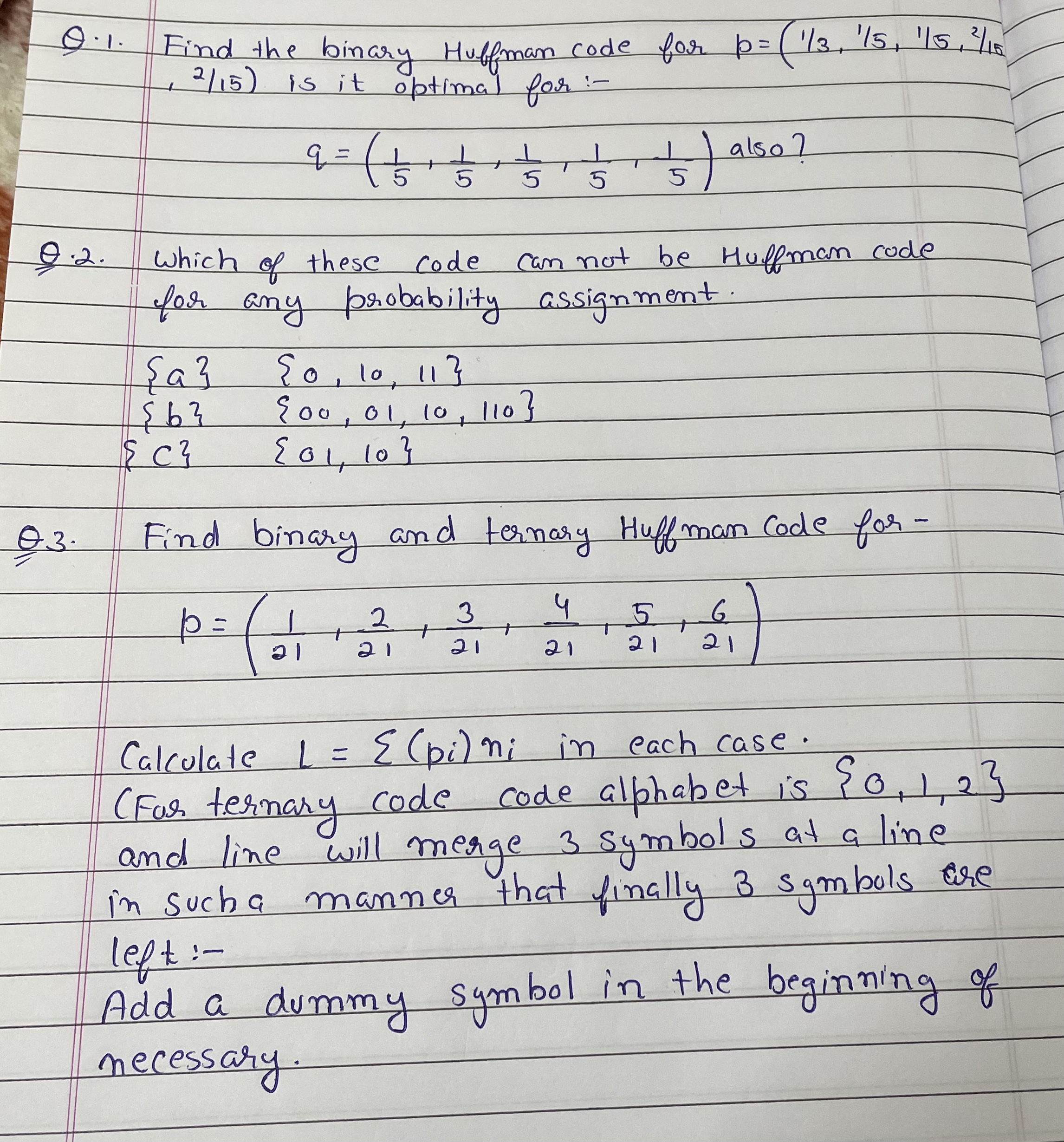 Solved Q1)Which of these codes can not be huffman code for | Chegg.com