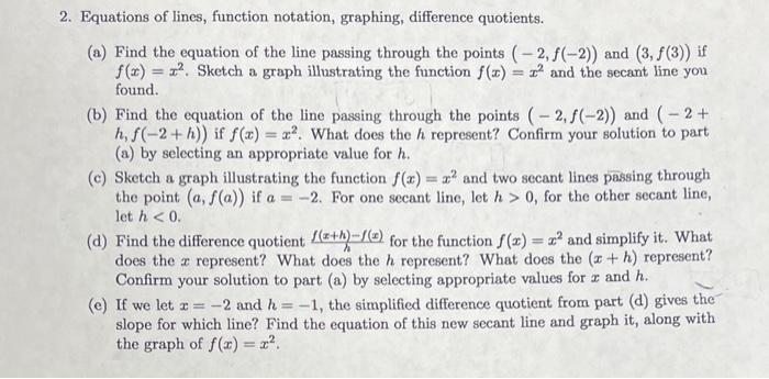 Solved Equations of lines, function notation, graphing, | Chegg.com