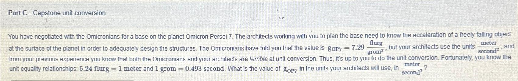 Solved Part C - ﻿Capstone unit conversionYou have negotiated | Chegg.com