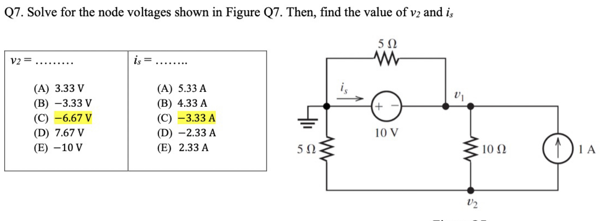 Solved Q7. ﻿Solve for the node voltages shown in Figure Q7. | Chegg.com