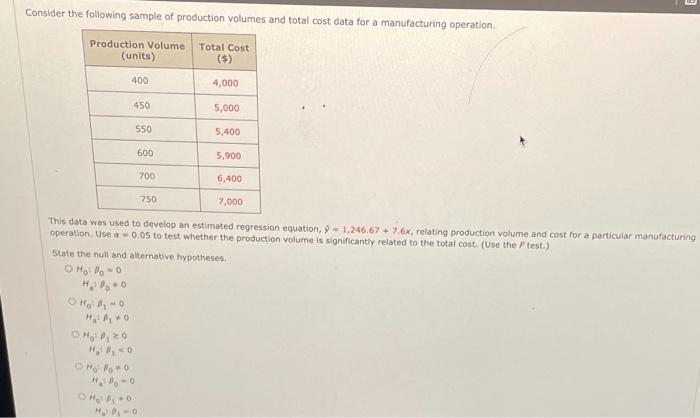 Solved Consider the following sample of production volumes | Chegg.com