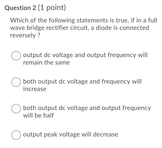 Solved Question 2 (1 point) Which of the following | Chegg.com