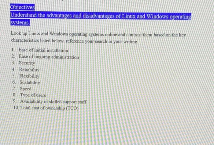 Solved Understand the advantages and disadvantages of Linux | Chegg.com