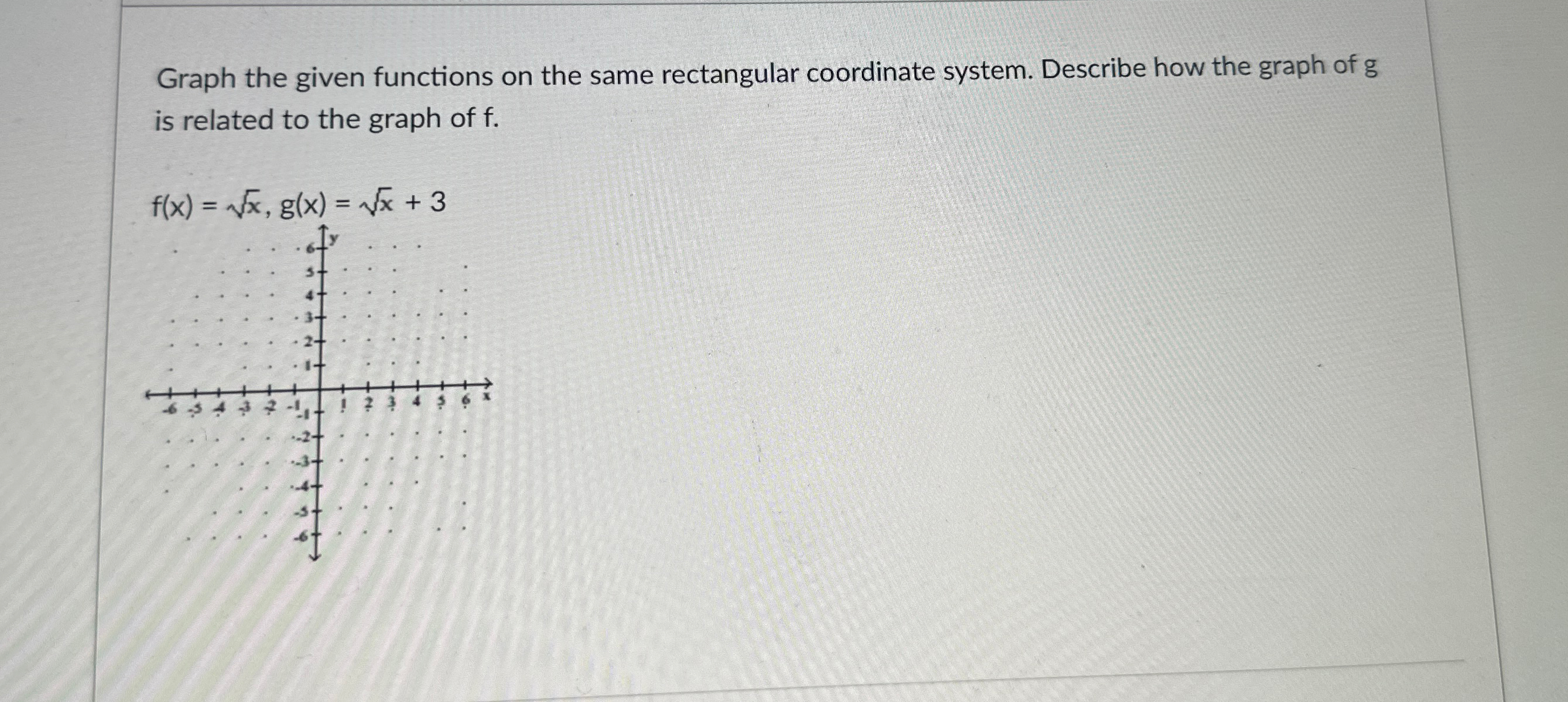 Solved Graph the given functions on the same rectangular | Chegg.com