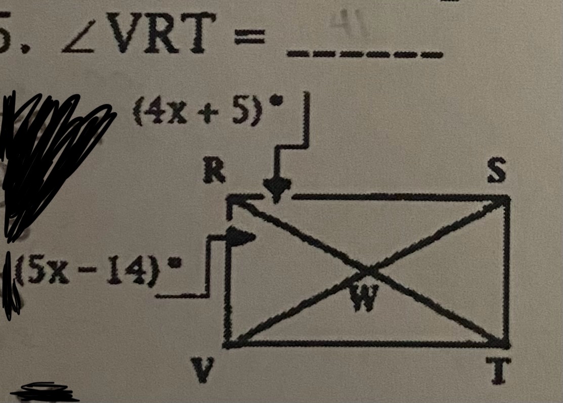 Solved Given Rectangle RSTV, ﻿find the following:VRT | Chegg.com
