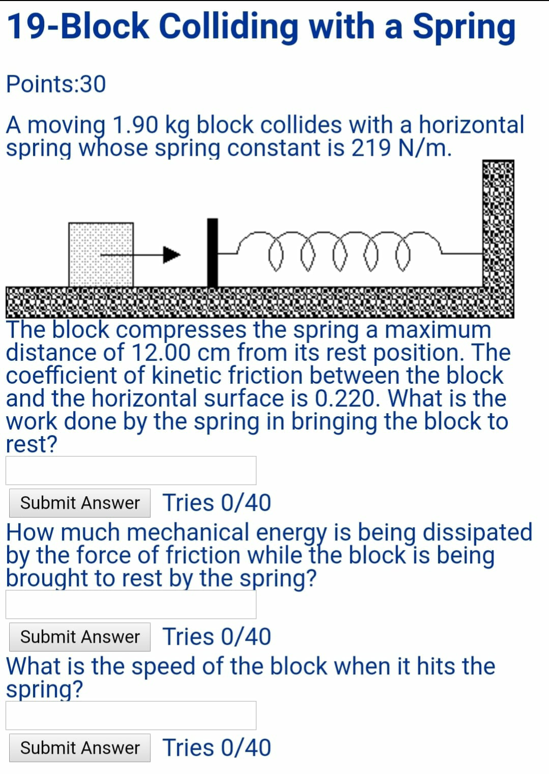 Solved 19-Block Colliding with a Spring Points:30 A moving | Chegg.com