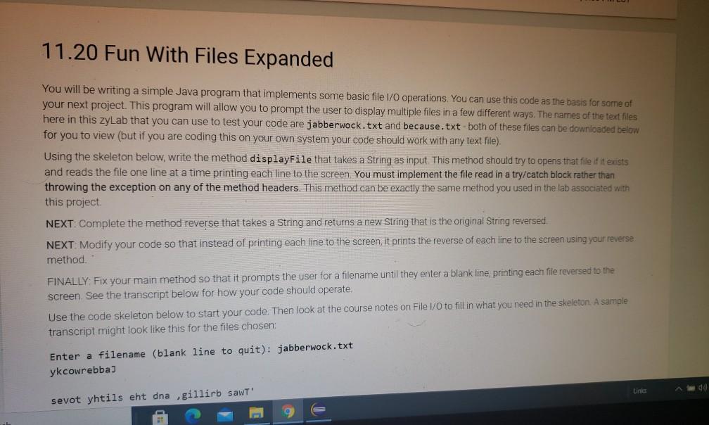 Solved 11.20 Fun With Files Expanded You will be writing a | Chegg.com