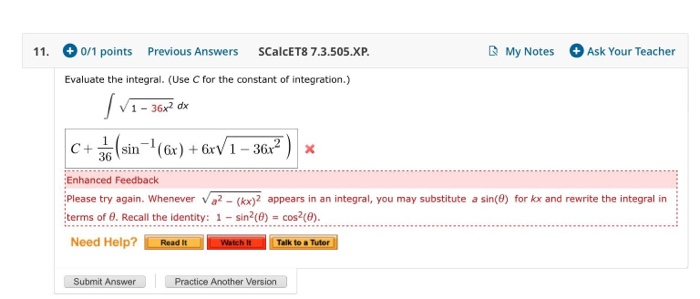 Solved 14. + 0/2 points Previous Answers SCalcET8 7.3.A.002. | Chegg.com