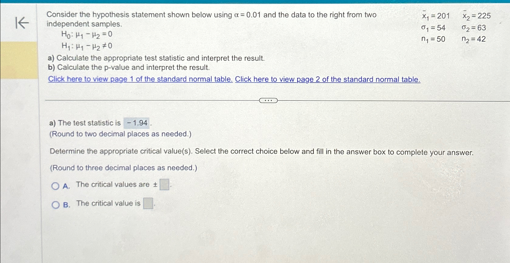 Solved Consider the hypothesis statement shown below using | Chegg.com