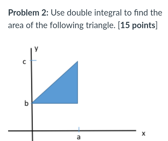 Solved Problem 2: Use double integral to find the area of | Chegg.com