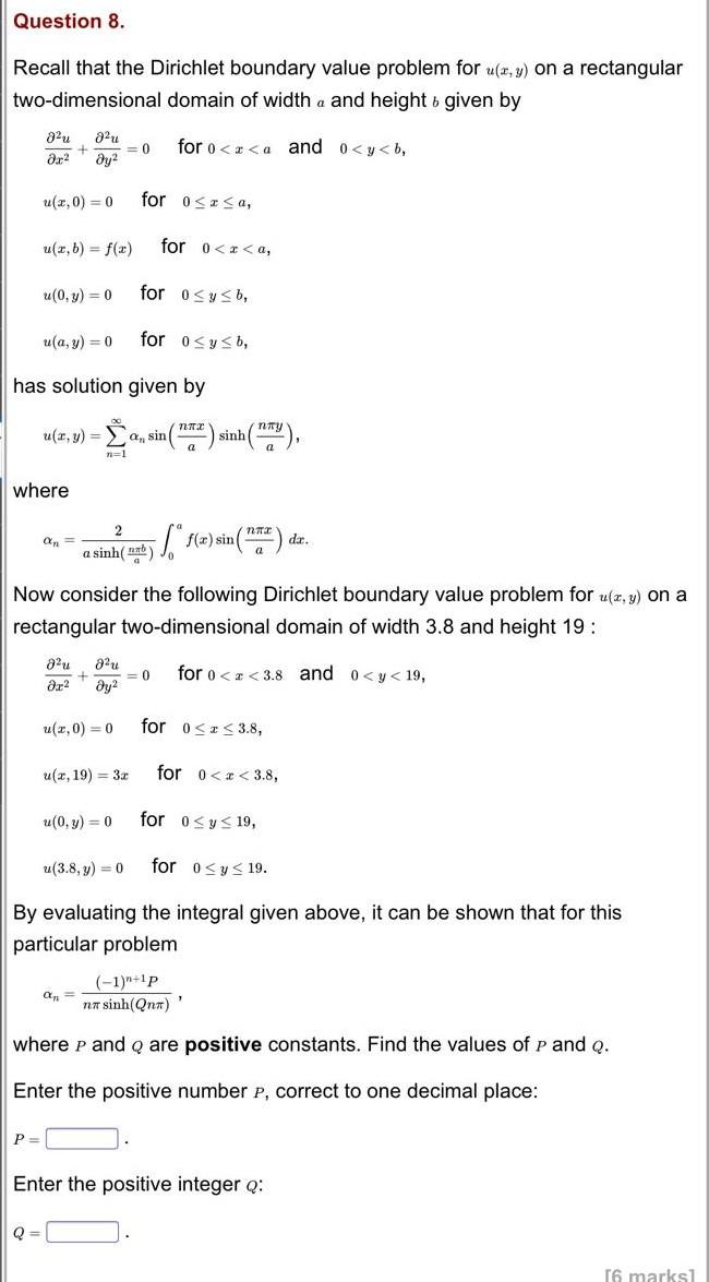 Solved Question 8. Recall that the Dirichlet boundary value | Chegg.com