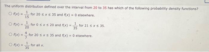 Solved The uniform distribution defined over the interval | Chegg.com