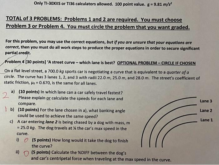 Solved Only TI-30XIIS or T136 calculators allowed. 100 point | Chegg.com