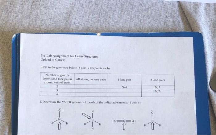 Solved Pre-Lab Assignment for Lewis Structures Upload to | Chegg.com