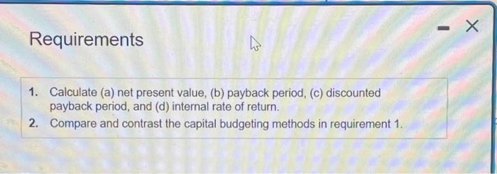 Solved Requirements 1. Calculate (a) net present value, (b) | Chegg.com
