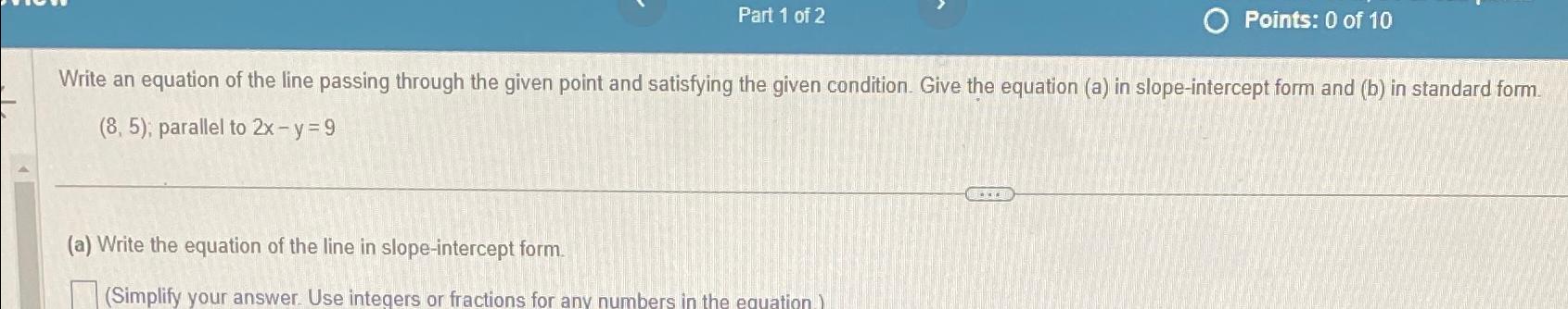 Solved Part 1 ﻿of 2Points: 0 ﻿of 10Write an equation of the | Chegg.com