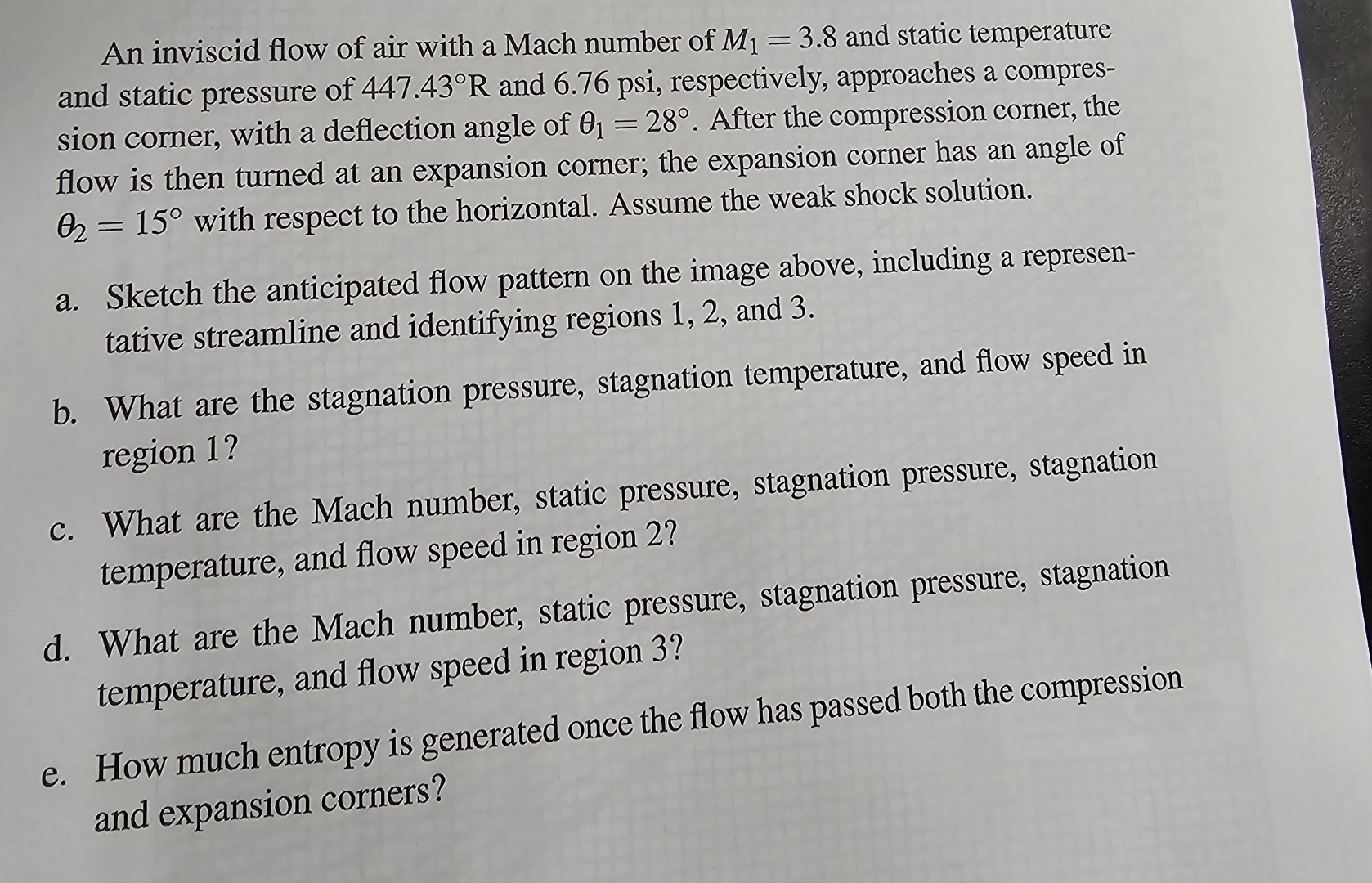 An inviscid flow of air with a Mach number of M1=3.8 | Chegg.com