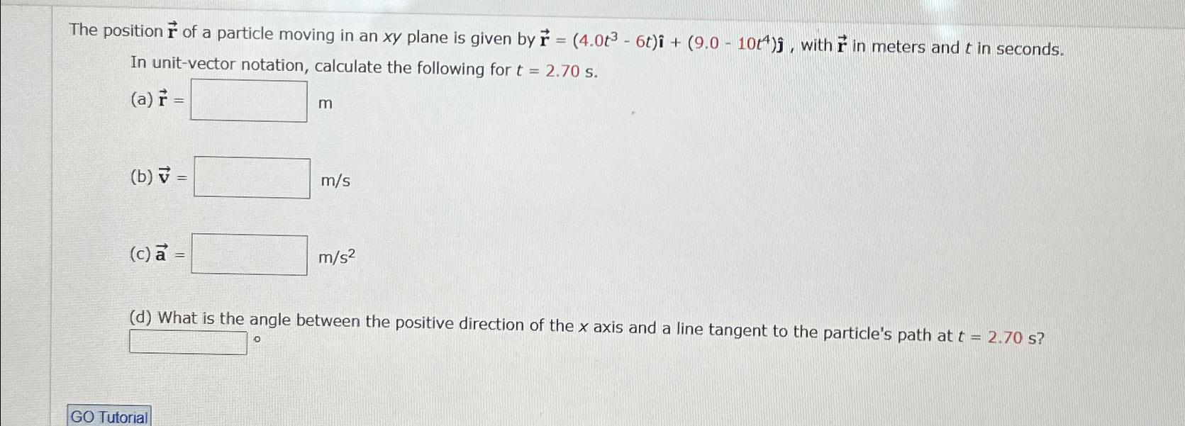 Solved The position vec(r) ﻿of a particle moving in an xy | Chegg.com