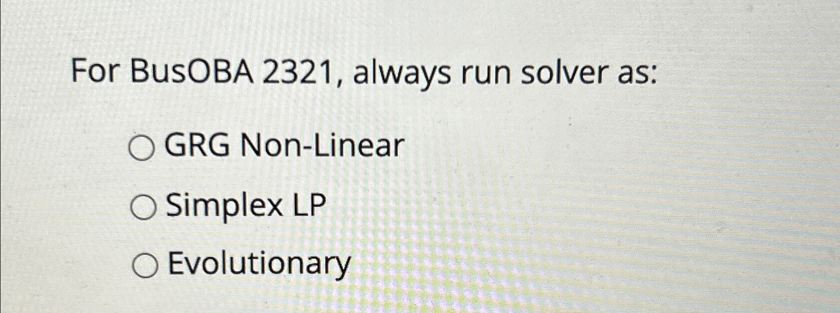 Solved For BusOBA 2321, ﻿always run solver as:GRG | Chegg.com
