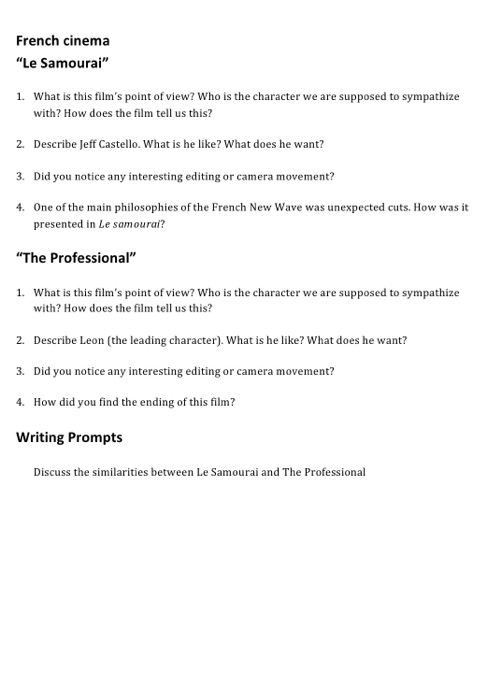 French cinema "Le Samourai" 1. What is this film's | Chegg.com