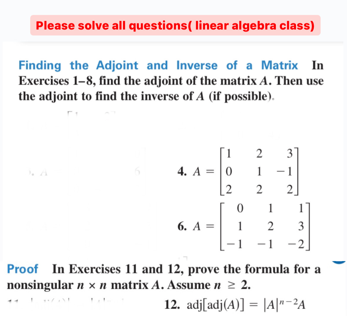 Solved Please solve all questions( ﻿linear algebra | Chegg.com