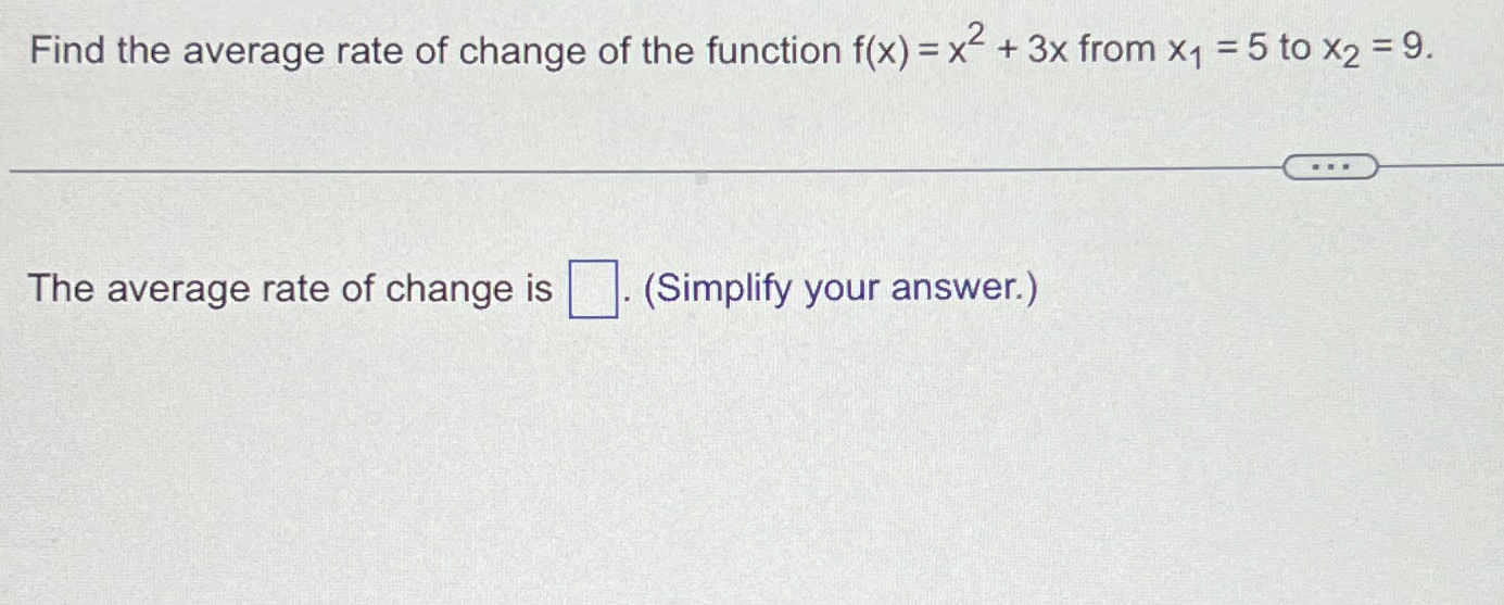 Solved Find the average rate of change of the function | Chegg.com