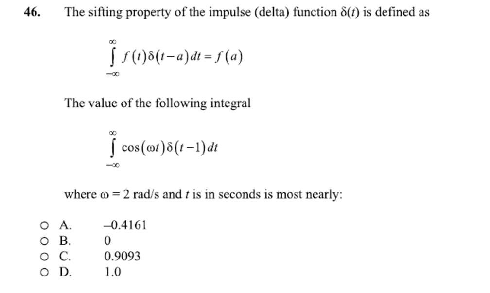 Solved The sifting property of ﻿the impulse (delta) | Chegg.com