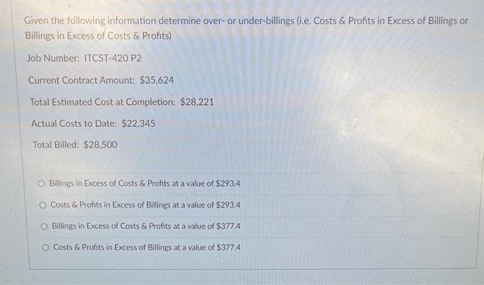 Solved Given the following information determine over-or | Chegg.com