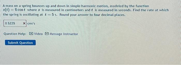 Solved A mass on a spring bounces up and down in simple | Chegg.com