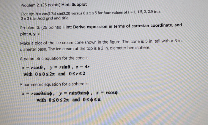 Solved Problem 2 25 Points Hint Subplot Plot X 2 