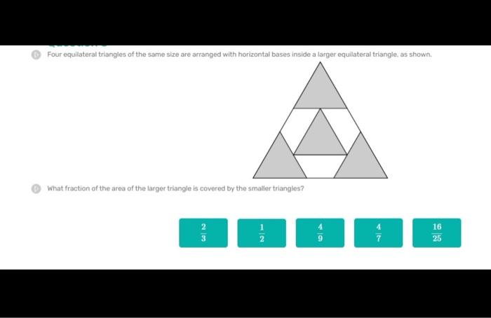 Solved What fraction of the area of the larger triangle is | Chegg.com