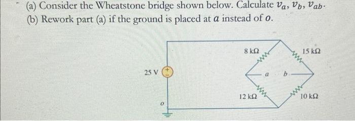(a) Consider the Wheatstone bridge shown below. | Chegg.com