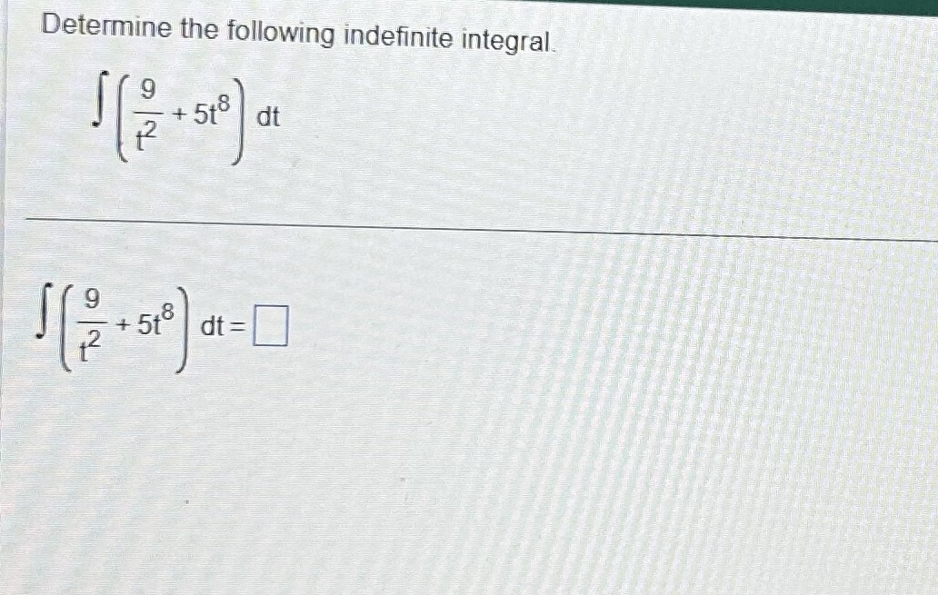 Solved Determine the following indefinite | Chegg.com