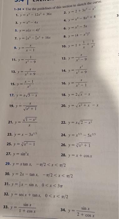 Solved 1-34. Use the guidelines of this section to sketch | Chegg.com
