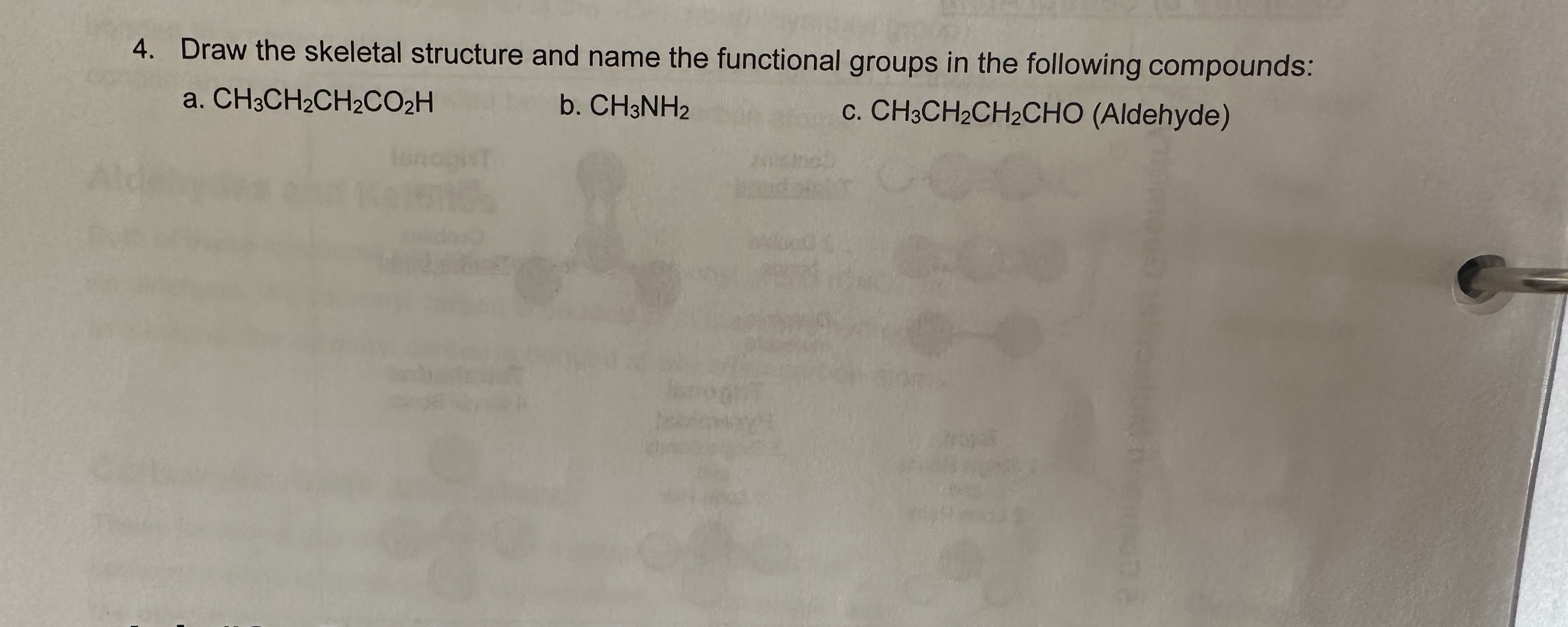 Solved Draw the skeletal structure and name the functional | Chegg.com
