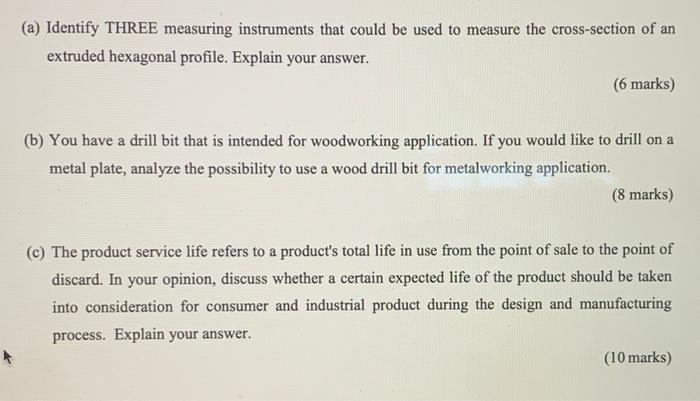 Solved (a) Identify THREE measuring instruments that could | Chegg.com
