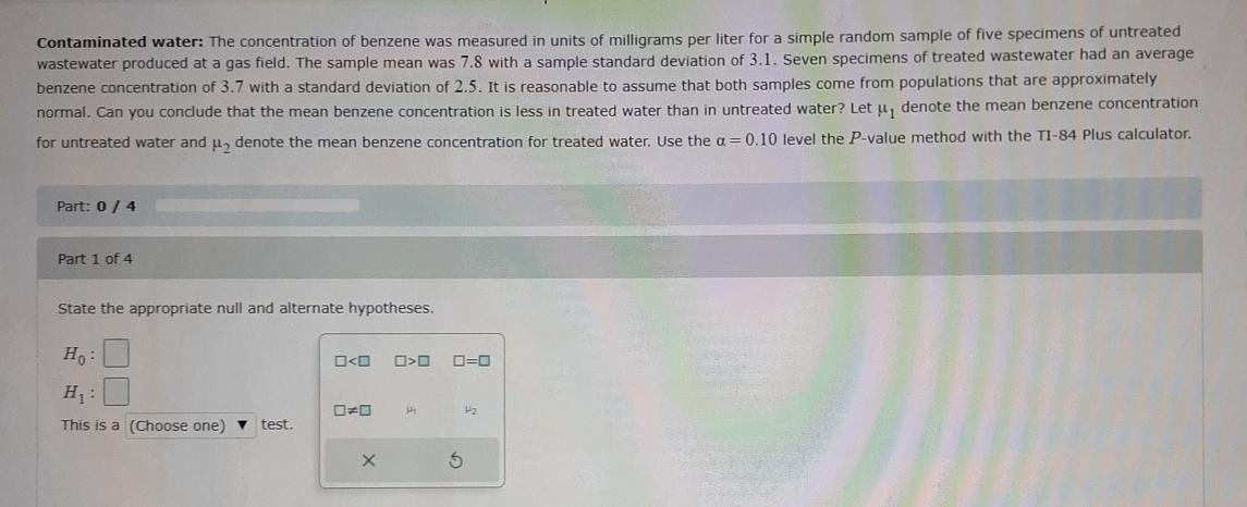 Solved Contaminated water: The concentration of benzene was | Chegg.com