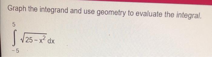 Solved Graph the integrand and use geometry to evaluate the | Chegg.com