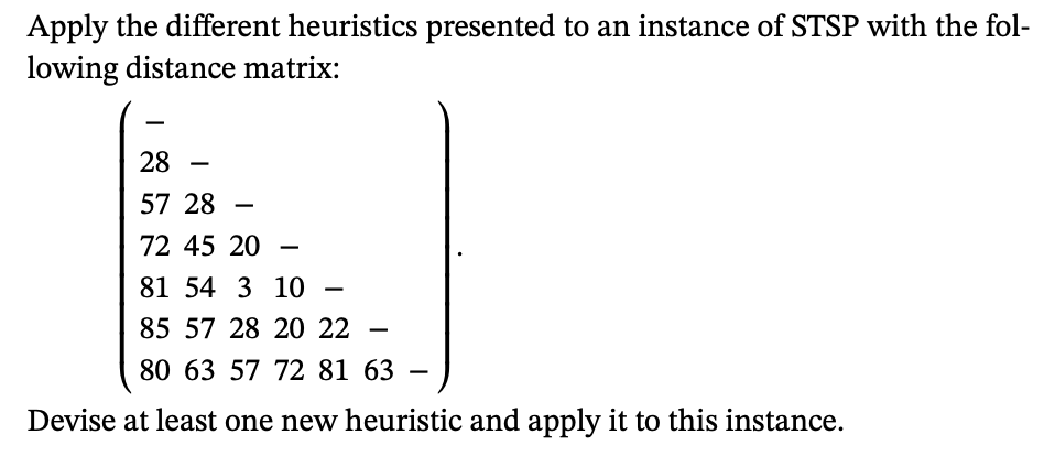 Solved Apply the different heuristics presented to an | Chegg.com