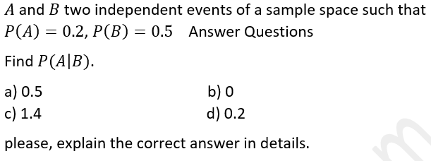Solved A and B ﻿two independent events of a sample space | Chegg.com
