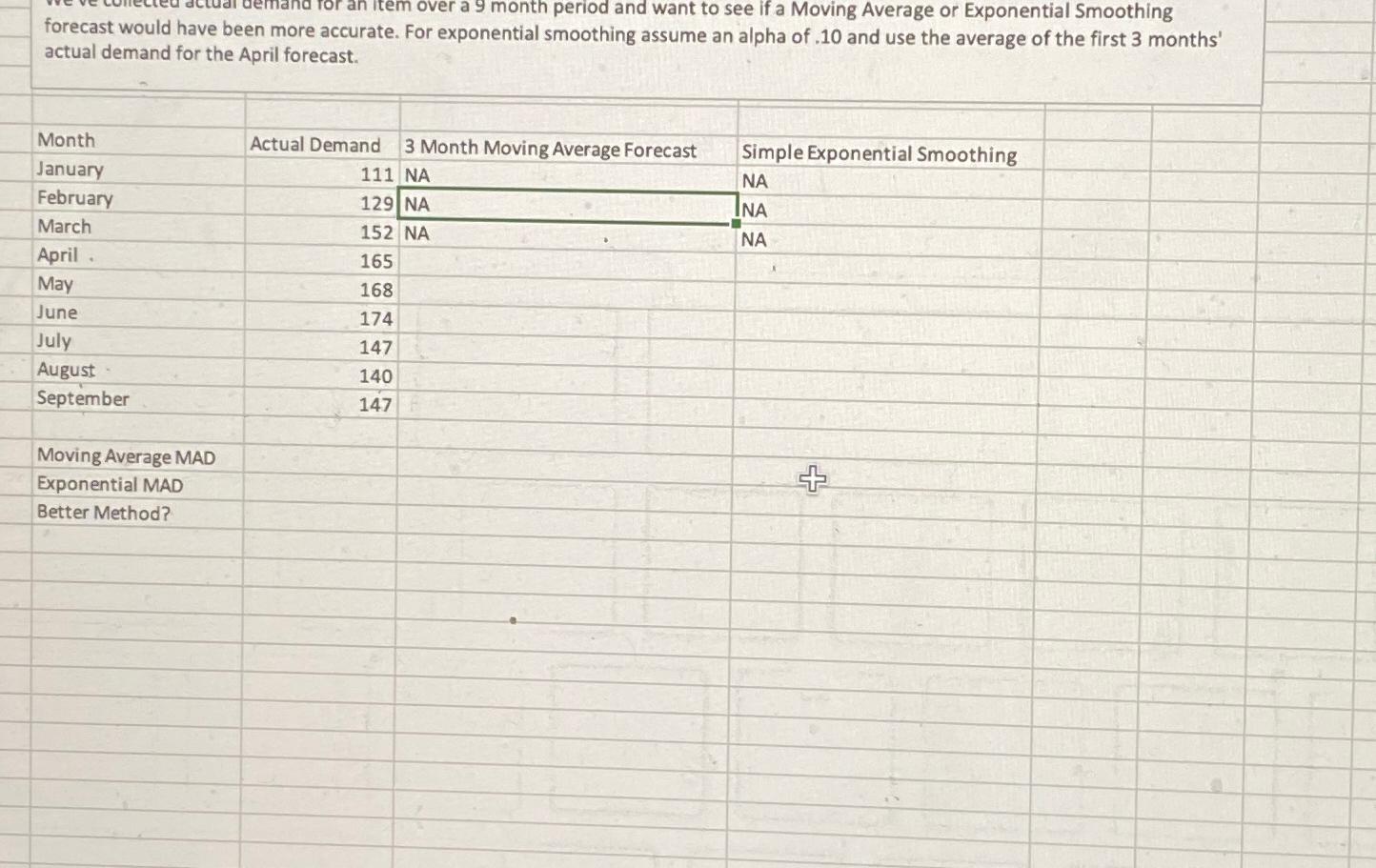 Solved forecast wold have accurate. For exponential | Chegg.com
