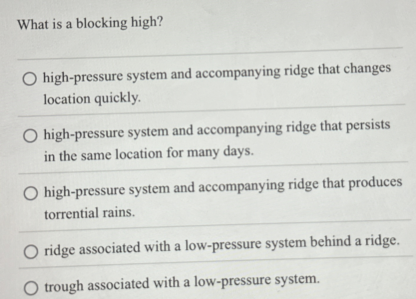 Solved What is a blocking high?high-pressure system and | Chegg.com