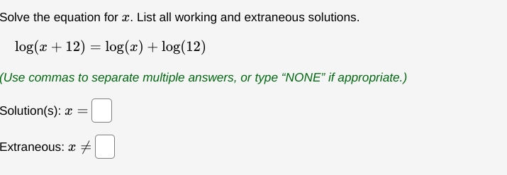 Solved Solve the equation for x. ﻿List all working and | Chegg.com