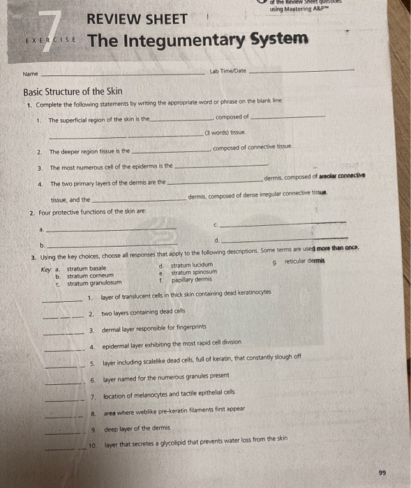 Solved the Review Sheet que using Mastering AB REVIEW SHEET | Chegg.com