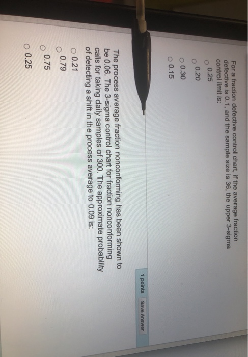 Solved For a fraction defective control chart, if the | Chegg.com