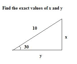 Solved Find the exact values of x and y | Chegg.com