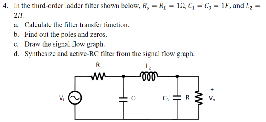 Solved In the third-order ladder filter shown below, | Chegg.com