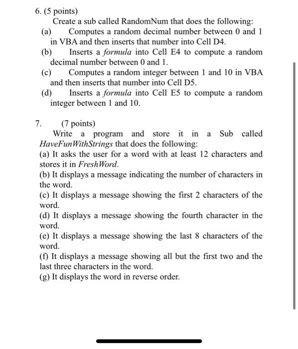 Solved 1. (4 points) Open a workbook, get into the VBE, | Chegg.com
