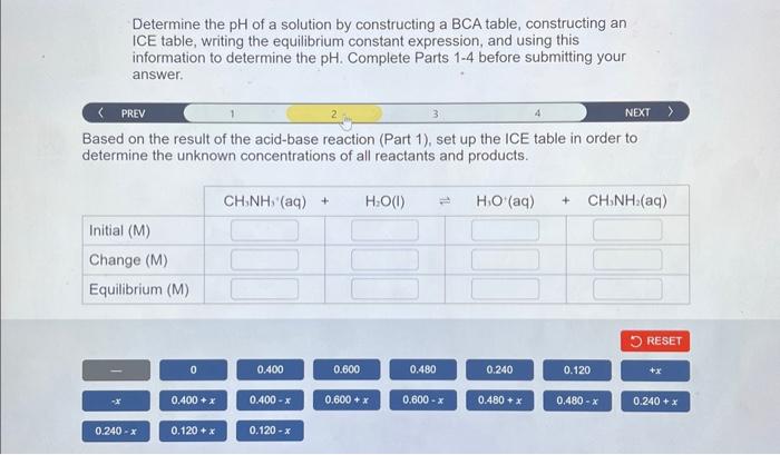 Solved Determine the pH of a solution by constructing a BCA | Chegg.com